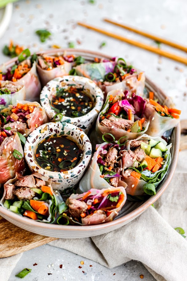Thai Beef Salad Rice Paper Rolls - One Harvest