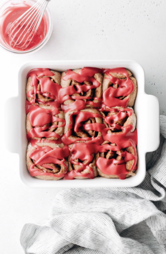 Cinnamon Rolls with Beetroot Icing - One Harvest